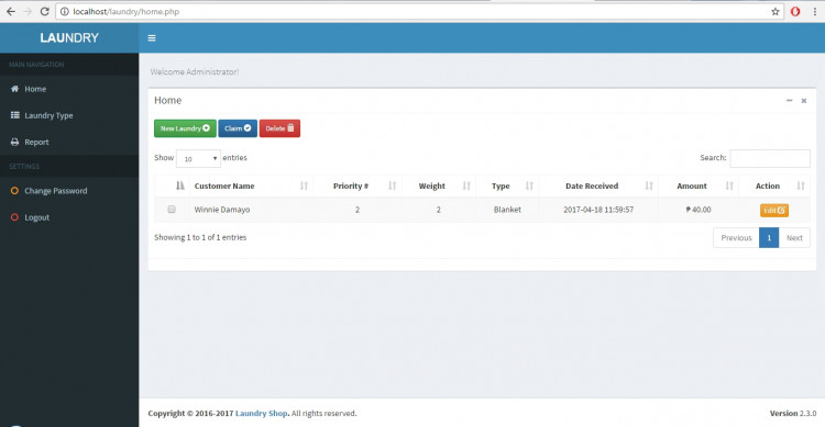 Laundry Shop Web Application using PHP with Source Code | SourceCodester